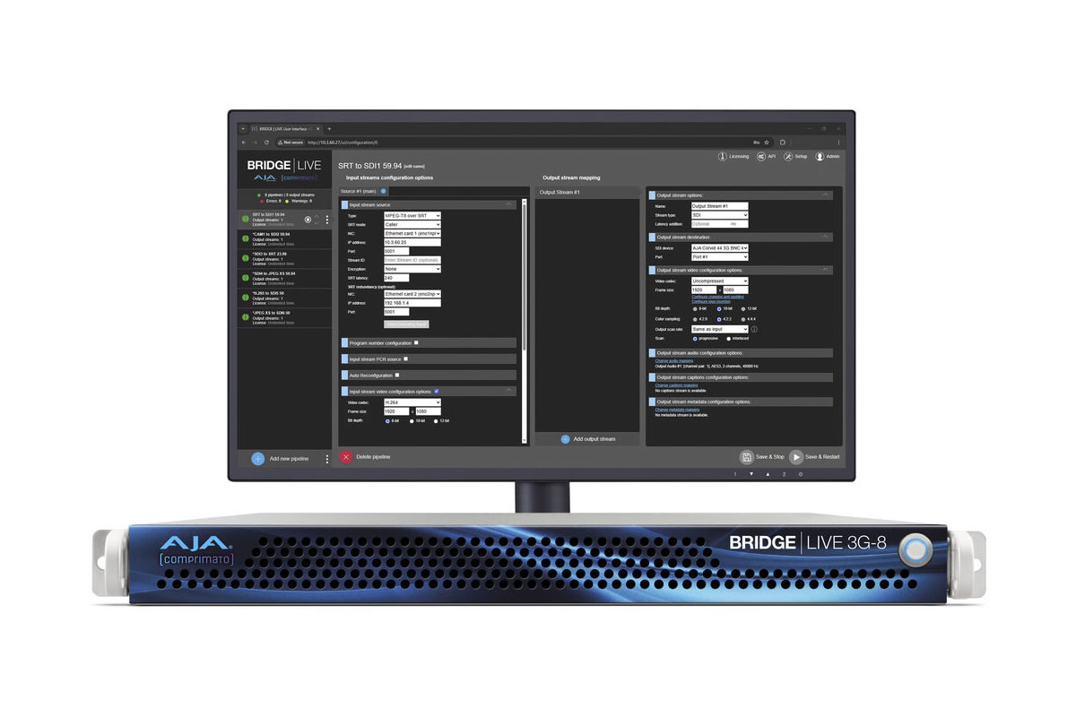 BLVE-3G8-R0 AJA 1 RU / 8 Bidirectional 3G-SDI I/O / SDI-IP Encoder ...