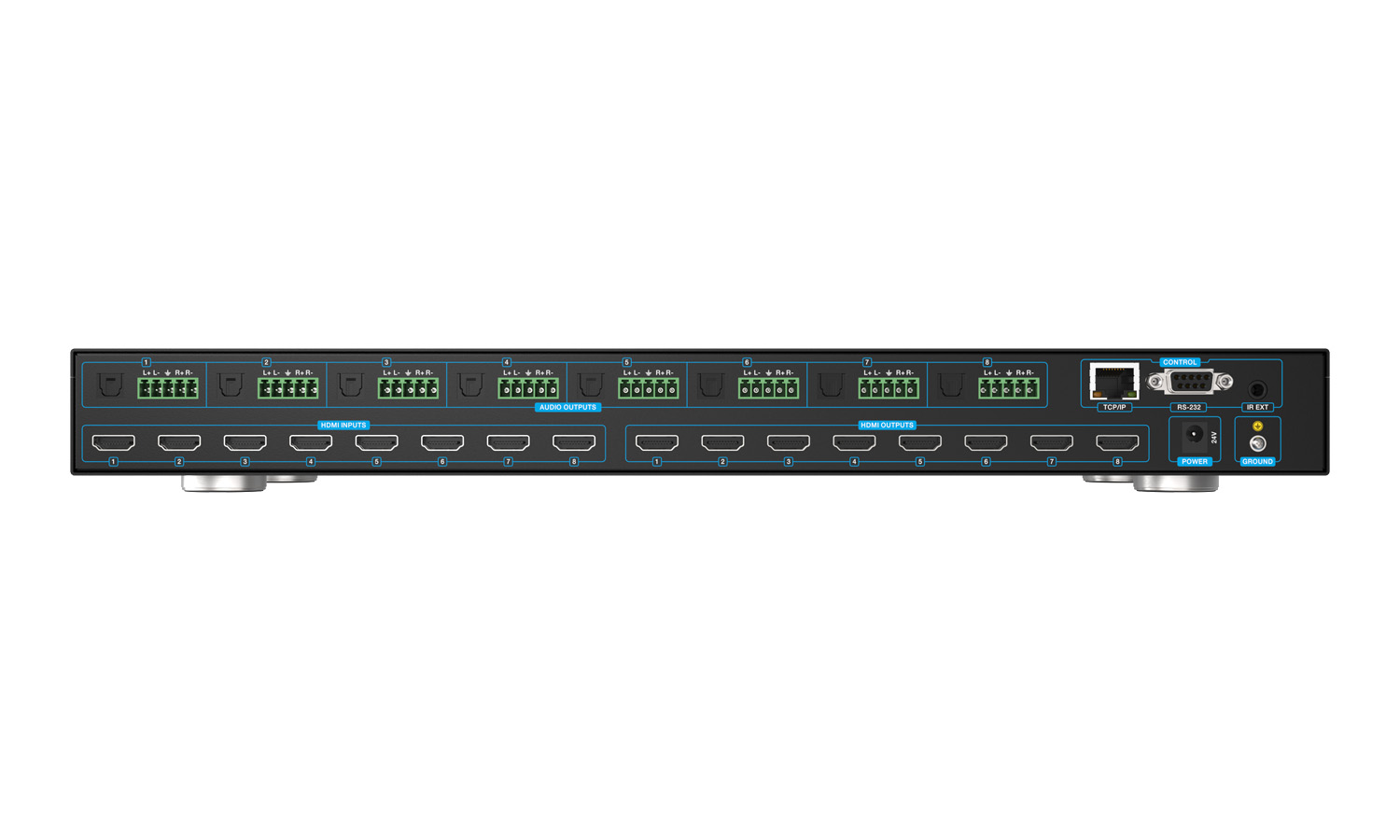 BG-8K-88MA BZBGEAR 8x8 8K UHD HDMI 2.1 Matrix Switcher with Auto Downscaling/Audio De-Embedding ...