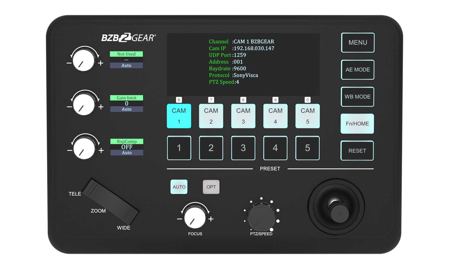 BG-Commander-Jr BZBGEAR Universal Compact Serial and IP PTZ Camera Joystick Controller with RS ...