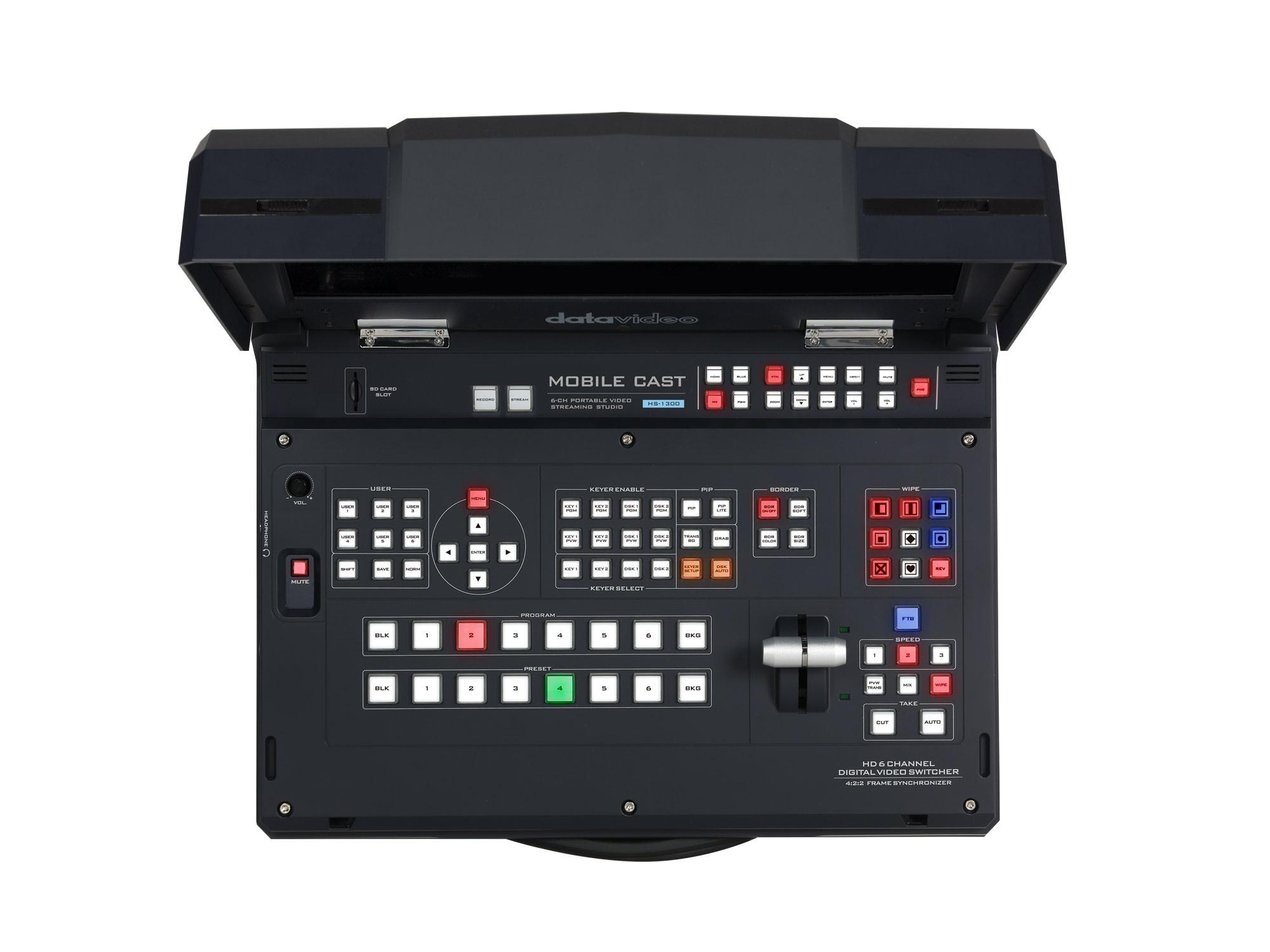 HS-1300 Datavideo 6-Channel HD Portable Video Streaming Studio