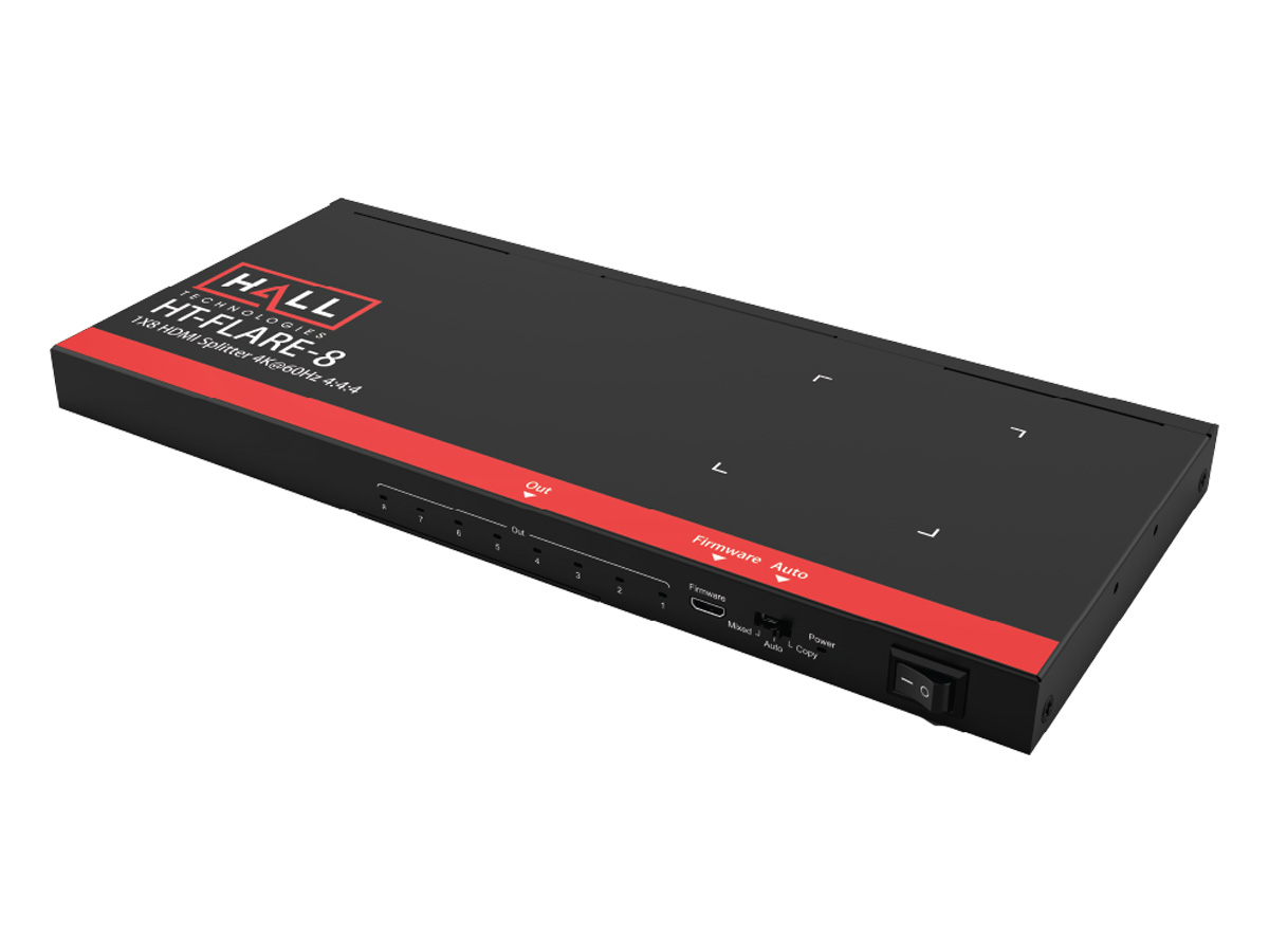 HT-FLARE-8 Hall Technologies 1x8 HDMI Splitter / 4K60 4:4:4 / 18Gbps ...