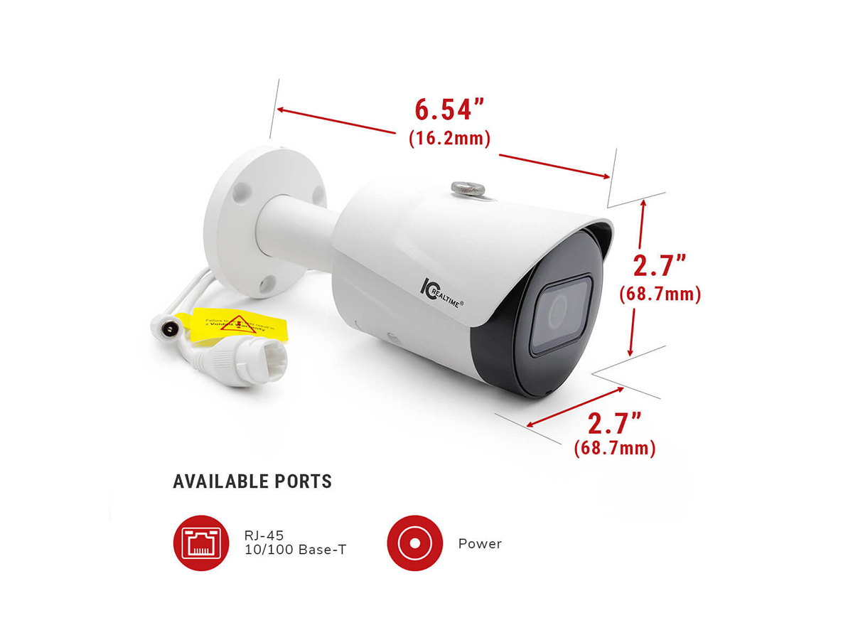 IPEG-B20F-IRW2 ICRealtime 2MP IP Indoor/Outdoor Small Size Bullet Camera/2.8mm Lens/98ft IR/PoE ...