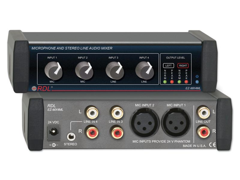 EZ-MX4ML RDL 4X1 Mic and Stereo Line Audio Mixer